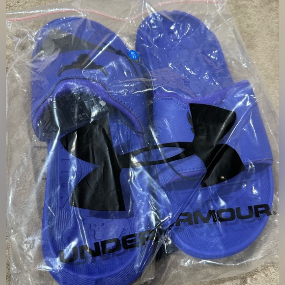 Under Armour | Shoes | Blue Project Rock Slides | Poshmark